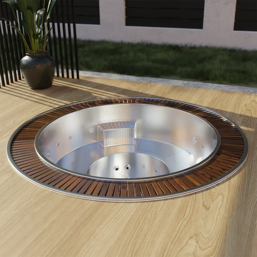 Orbion Spa, 6-person round stainless steel Jacuzzi - Aquavia Spa